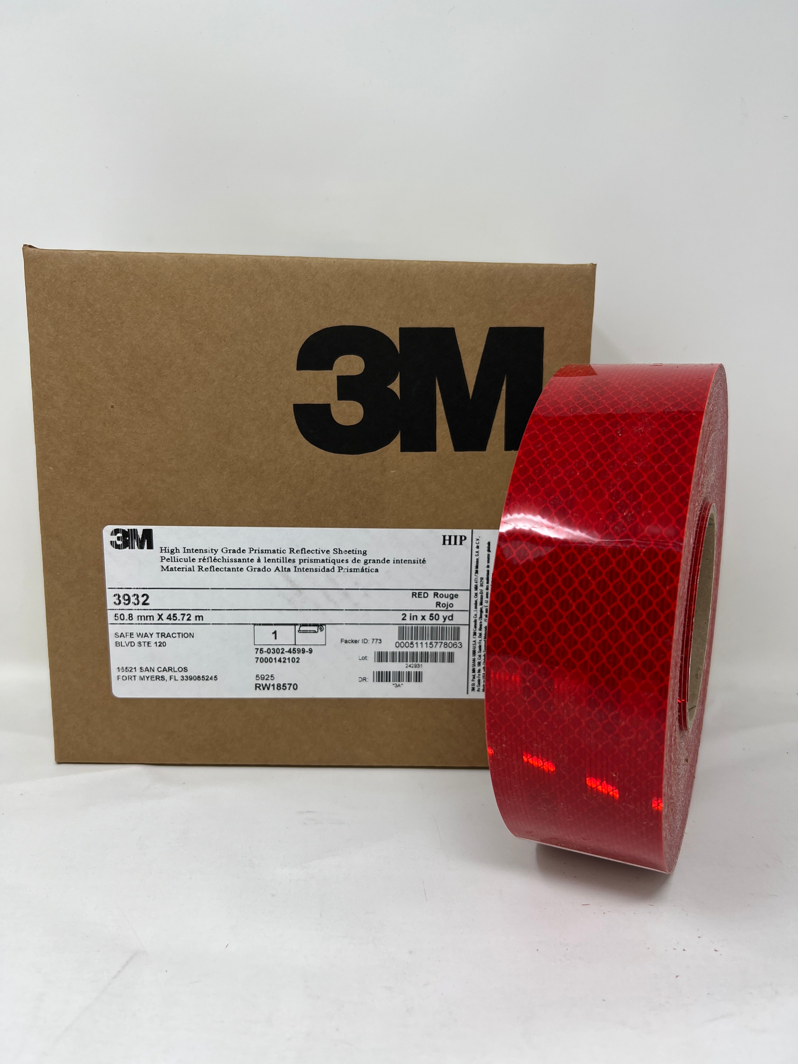 3M HIP Prismatic Reflective Sheeting 3932 Red 2 in x 150' 7000142102 ...